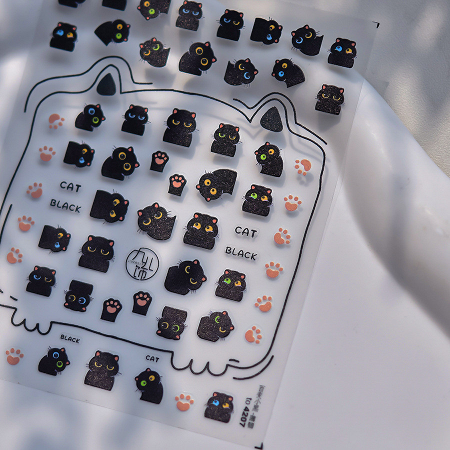 【Meow.Sensei】tomoni薄韌美甲貼紙 爆款可愛手機殼指甲貼工廠批發百變小黑4205 | 蝦皮購物