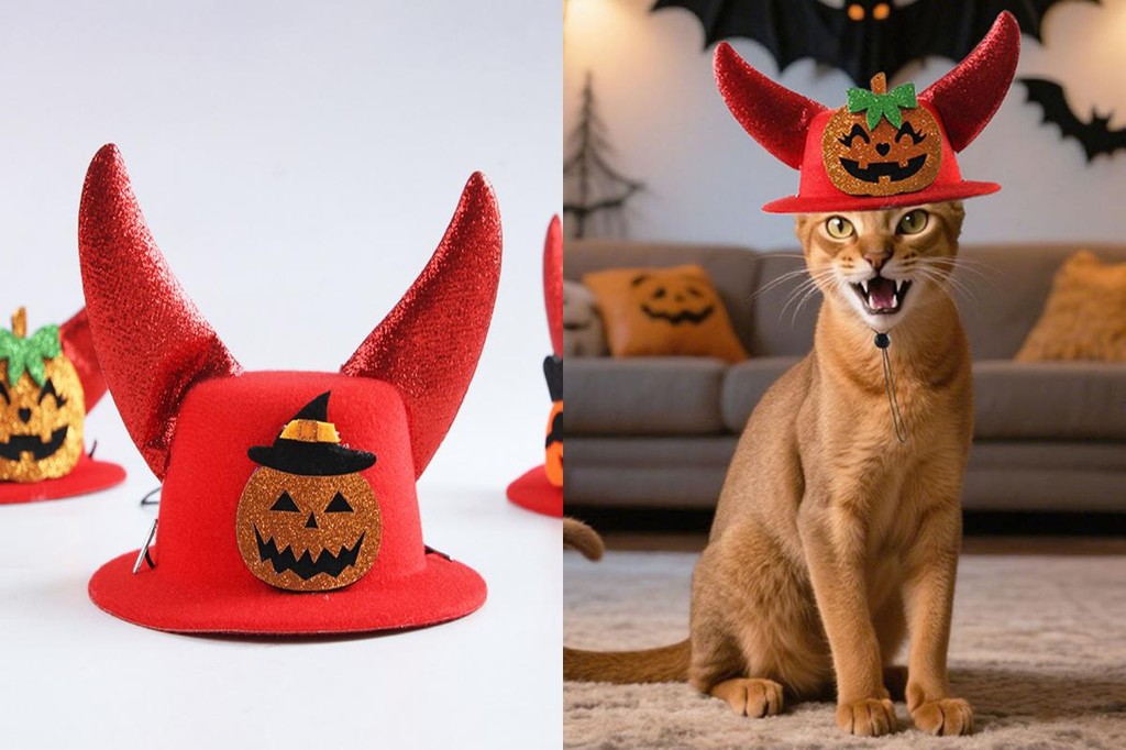 Vip Devil Horn Hat for Pets Cat Devil Horns Spooky 萬聖節寵物帽子適合 | 蝦皮購物