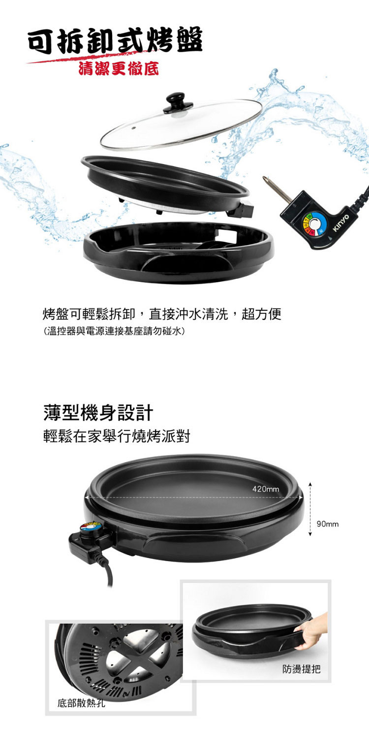 KINYO 多功能圓形電烤盤37CM BP-063【愛買】 | 蝦皮購物