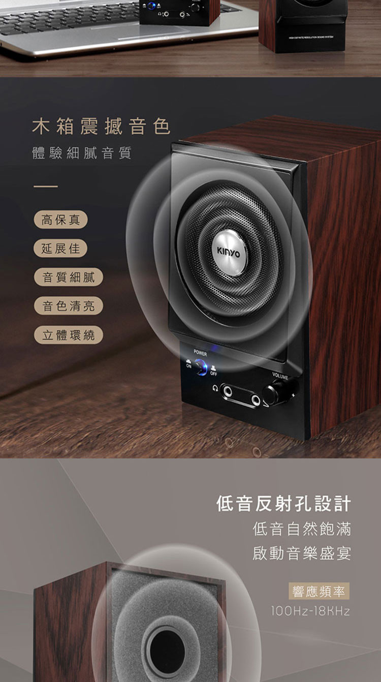 KINYO 二件式木質立體擴大音箱PS-2000【愛買】 | 蝦皮購物