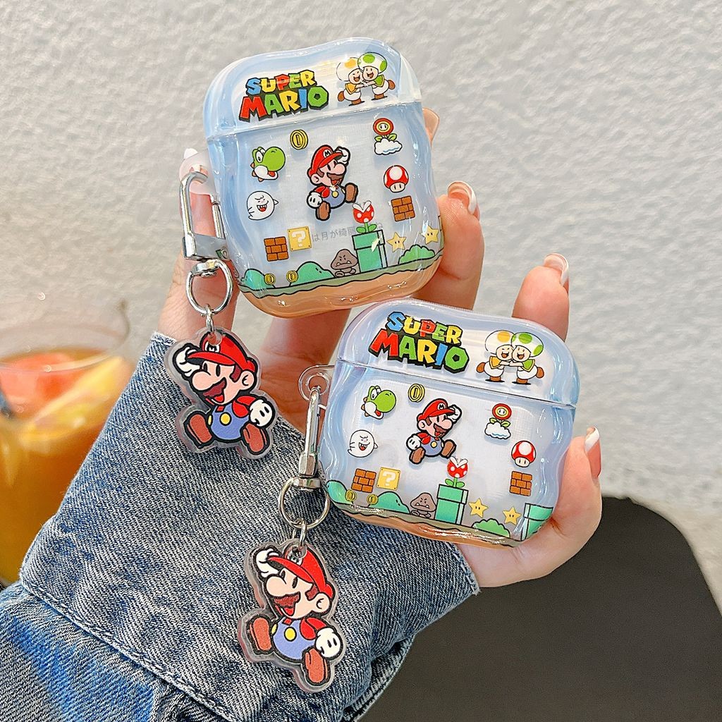 Airpods 4 Pro 2 3 1 Wave Edge 卡通任天堂超級馬里奧圖案軟 TPU 防震藍牙無線耳塞保護套外 | 蝦皮購物