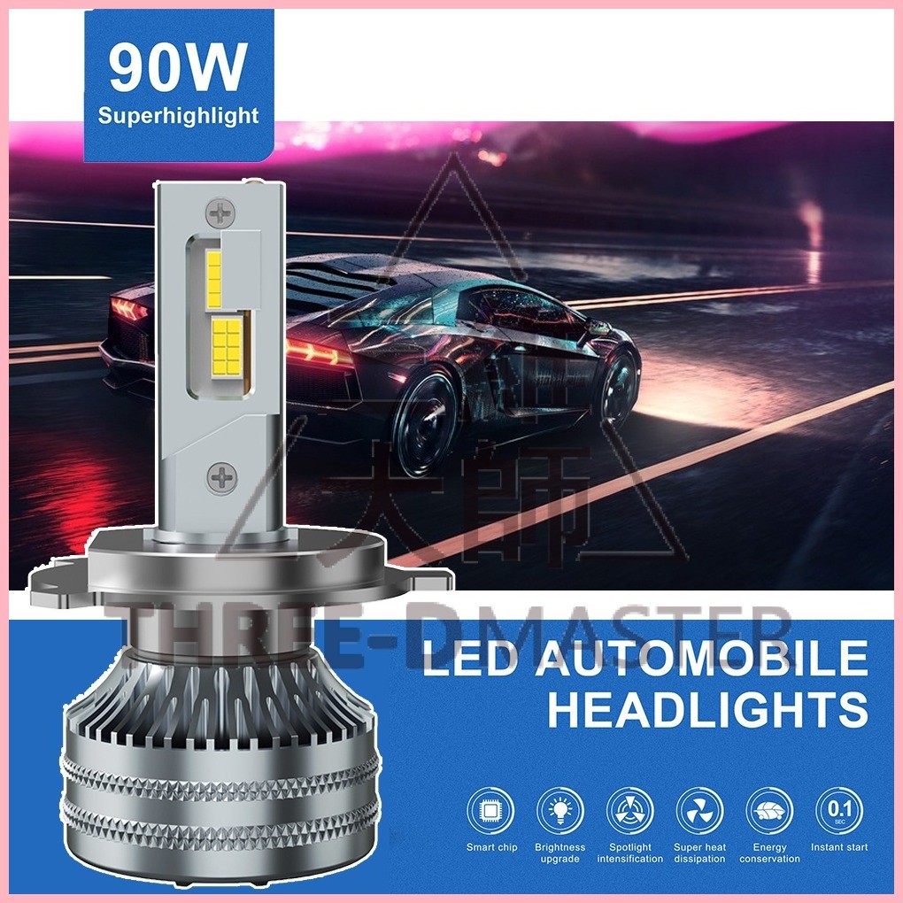 三維大師 超亮 LED 汽車大燈 - 大功率 90W - H1/H4/H7/H8/H9/H11/9005/9006 - | 蝦皮購物