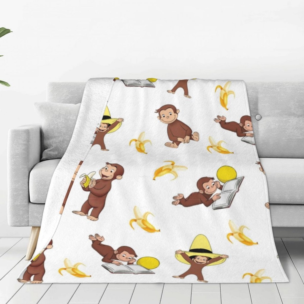 George The Curious Monkey Blanket Veet 卡通兒童電視劇輕量毯子家用沙發床地毯 | 蝦皮購物