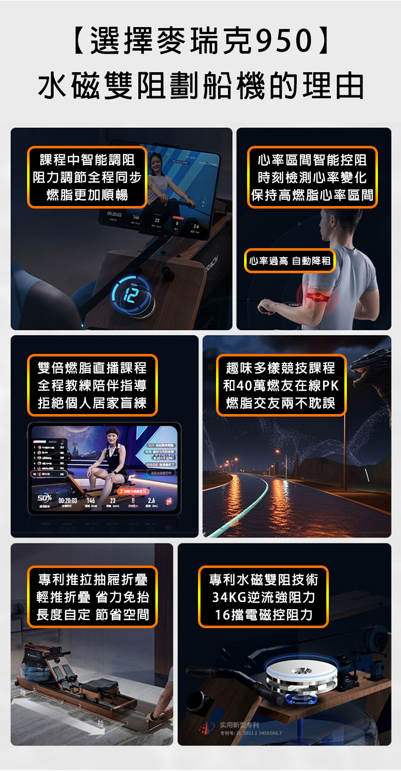 🔥限時下殺🔥劃船機 麥瑞剋 MR-950 超燃脂【水阻+磁阻 二閤一 智能十六檔阻力調節折疊劃船機 飛輪車 健身器材 | 蝦皮購物