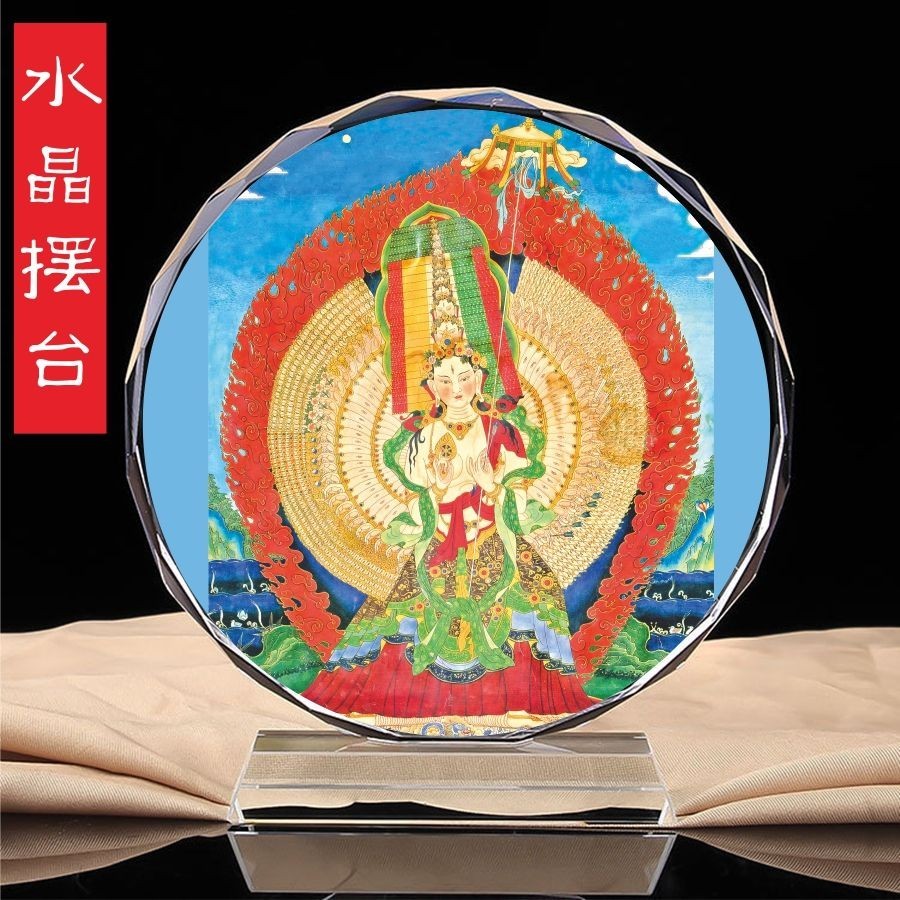 【結緣擺件】 結緣純手工繪西藏密宗佛像畫像大白傘蓋佛母像唐卡水晶擺臺禮品 | 蝦皮購物