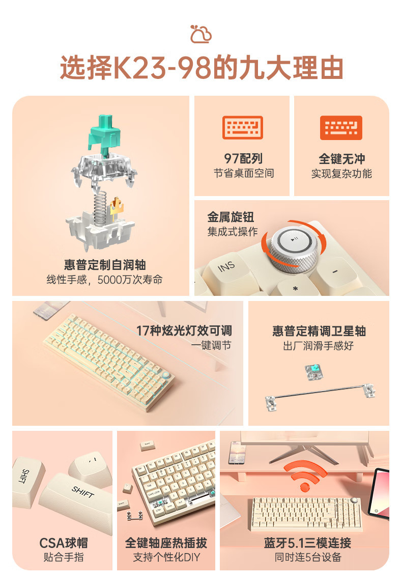 💖 臺灣 出貨 熱賣💖機械鍵盤K23-98類配列全鍵熱插拔客制化三模藍芽無線有線電競注音鍵盤 機械手感 電競辦公通用 | 蝦皮購物
