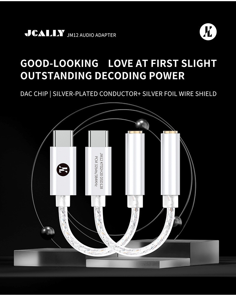 Jcally JM12 Type C USB C 轉 3.5mm DAC 芯片 KT02H20 Dongle DSD12 | 蝦皮購物