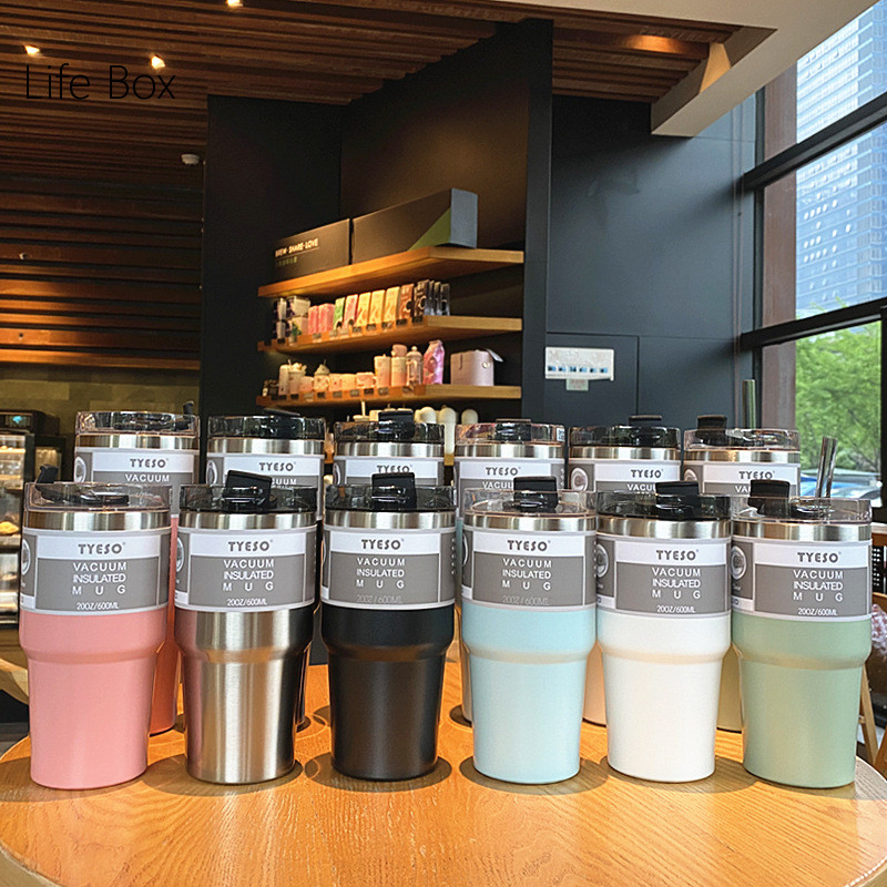 韓版時尚304不鏽鋼保溫杯 ins風格車用咖啡杯 大容量戶外運動真空瓶 600ml/890ml 冰霸杯 Tyeso tu | 蝦皮購物