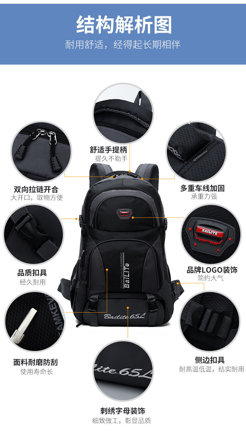 50L 65L 85L攻頂包 防潑水 大容量雙肩行李包男 旅遊背包女 旅行戶外登山包 | 蝦皮購物