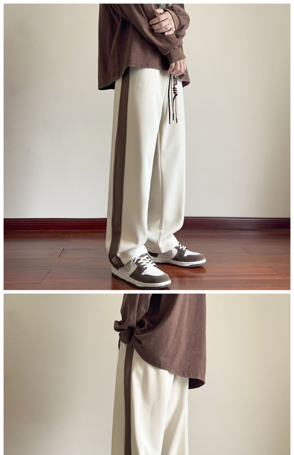 【台灣出貨】大尺碼長褲 大碼300斤加絨拚色直筒衛褲男女秋冬新款寬鬆運動胖mm潮牌休閒褲 褲子 秋冬季運動長褲 寬褲女 | 蝦皮購物