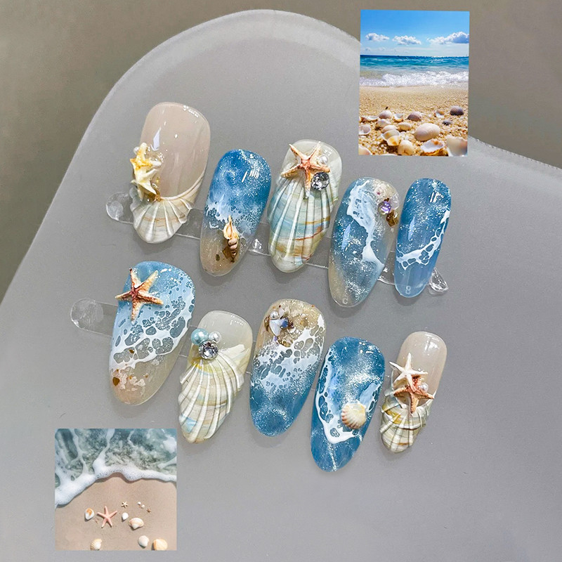 MTSSII 白色海浪凝膠拋光藍色白色波浪指甲設計夏季海灘外觀 LED UV 可固化浸泡 7 毫升 | 蝦皮購物