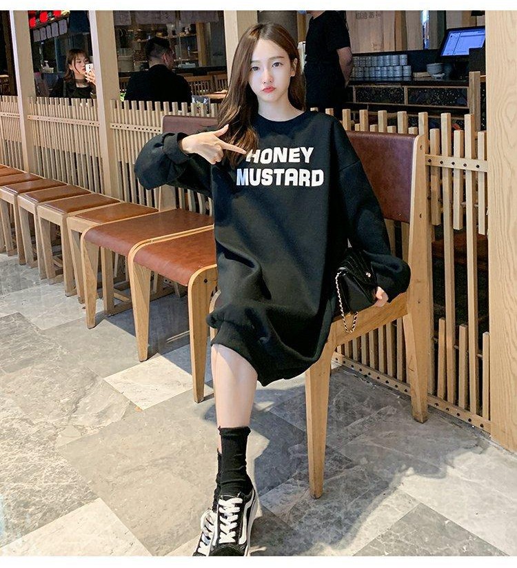 胖MM2-300斤特大碼減齡衛衣女秋冬新款中長款刷毛加厚寬鬆上衣潮 圓領衛衣 秋冬衛衣 字母印花長袖大學t 【PAPA】 | 蝦皮購物