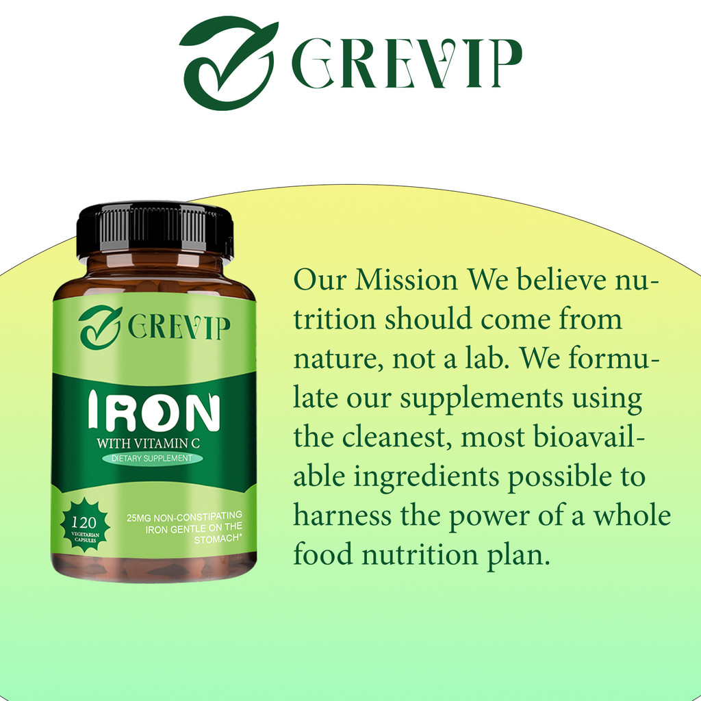 GREVIP-IRON 25 毫克 - 含維生素 C - 鐵補充劑，美國製造原裝進口 - 60/120粒 | 蝦皮購物