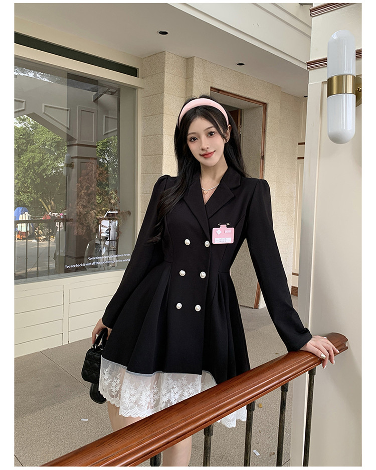 Miguo_大碼學院風蝴蝶結連衣裙女 秋季氣質裙子 胖mm收腰顯瘦西裝裙 | 蝦皮購物