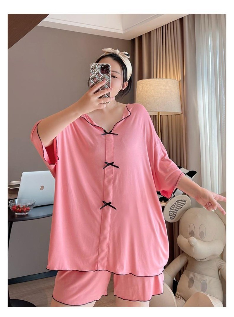 胖MM2-300斤夏季加肥短袖短褲兩件套裝寬鬆柔軟大碼女睡衣家居服 居家睡衣 套裝睡衣 居家服套裝 韓版睡衣【PAPA】 | 蝦皮購物