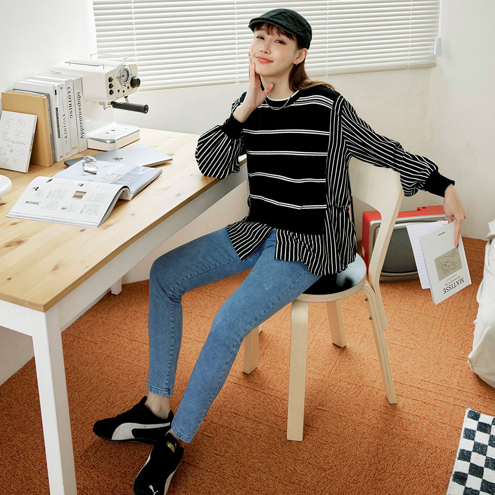 OB嚴選 視覺細-5KG．腰鬆緊輕保暖刷毛窄管牛仔顯瘦褲 《BA7620》大尺碼/女裝/現貨 | 蝦皮購物