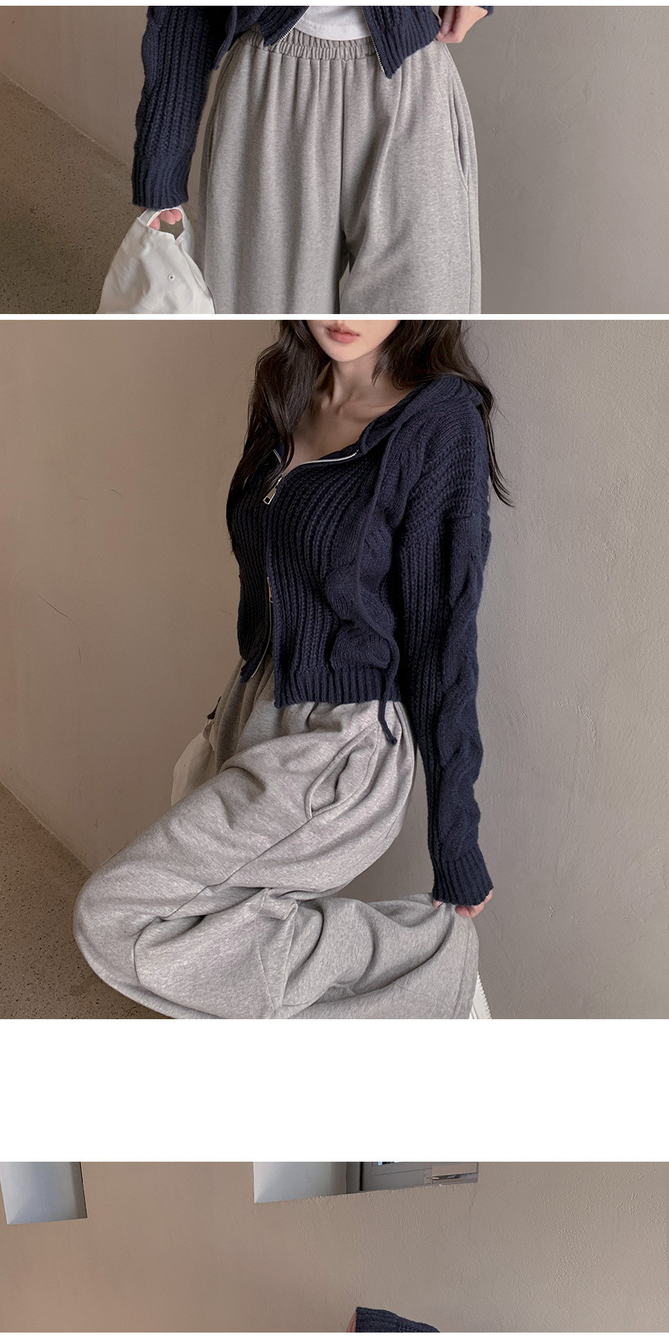 Codibook｜韓國 henique 肩綁帶抽繩長版針織開襟外套[預購]拉鍊外套 女裝 | 蝦皮購物