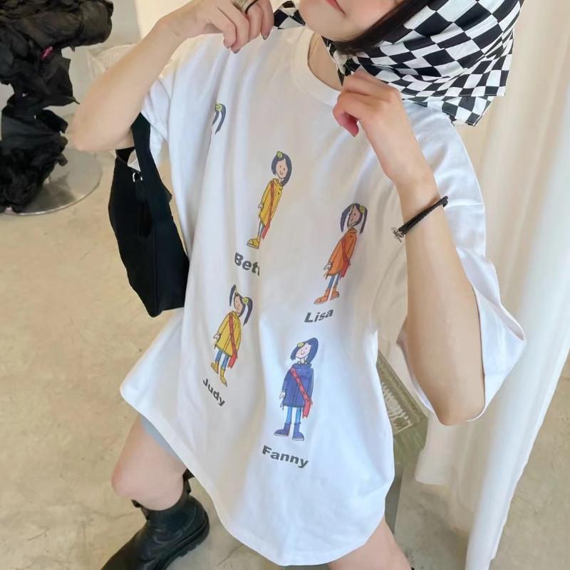 【OHSHI｜台灣24h出貨】韓系小女孩印花純棉T恤 大尺碼oversize衣服 短袖T恤 圓領上衣 女生衣服 500 | 蝦皮購物