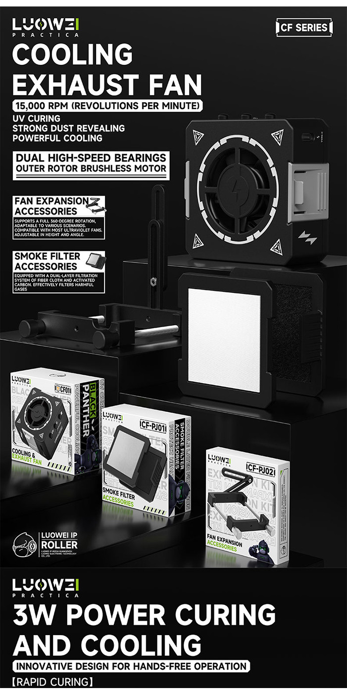 Luowei LW-CF01 4合1顯微鏡冷卻器/排煙風扇/帶防塵燈珠的紫外線固化燈,用於手機主板PCB維修 | 蝦皮購物