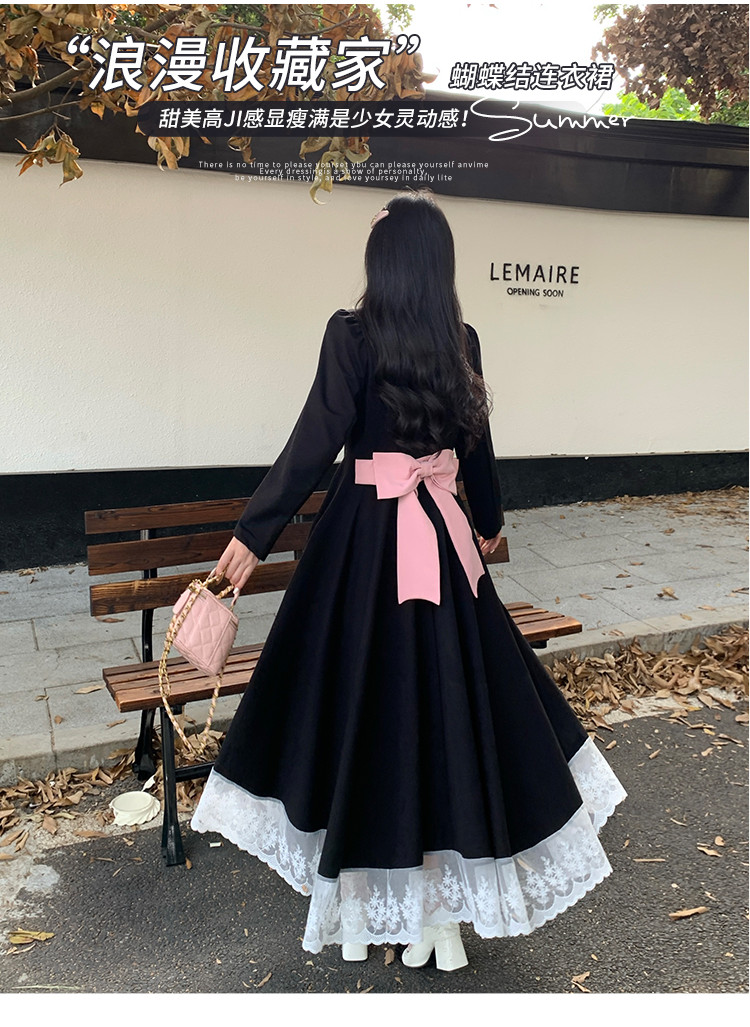 Miguo_大碼學院風蝴蝶結連衣裙女 秋季氣質裙子 胖mm收腰顯瘦西裝裙 | 蝦皮購物