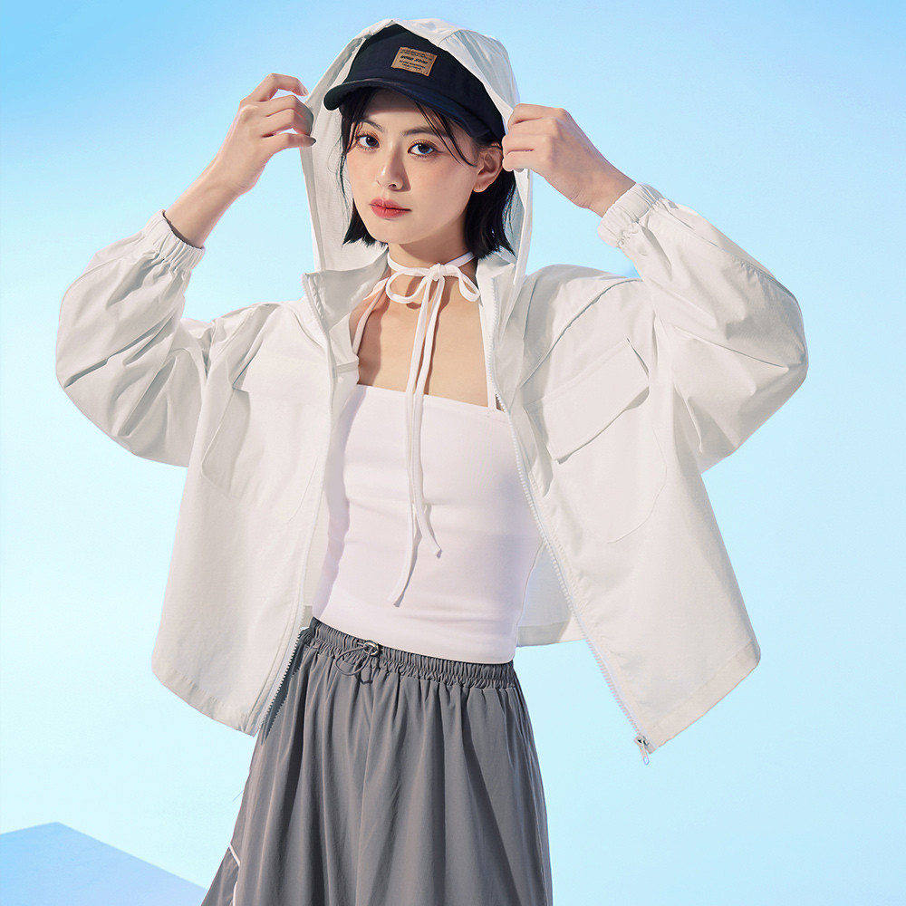 OB嚴選 涼感．抗UV雙口袋冰河系防曬連帽外套 《EA3765》大尺碼/女裝/現貨 | 蝦皮購物