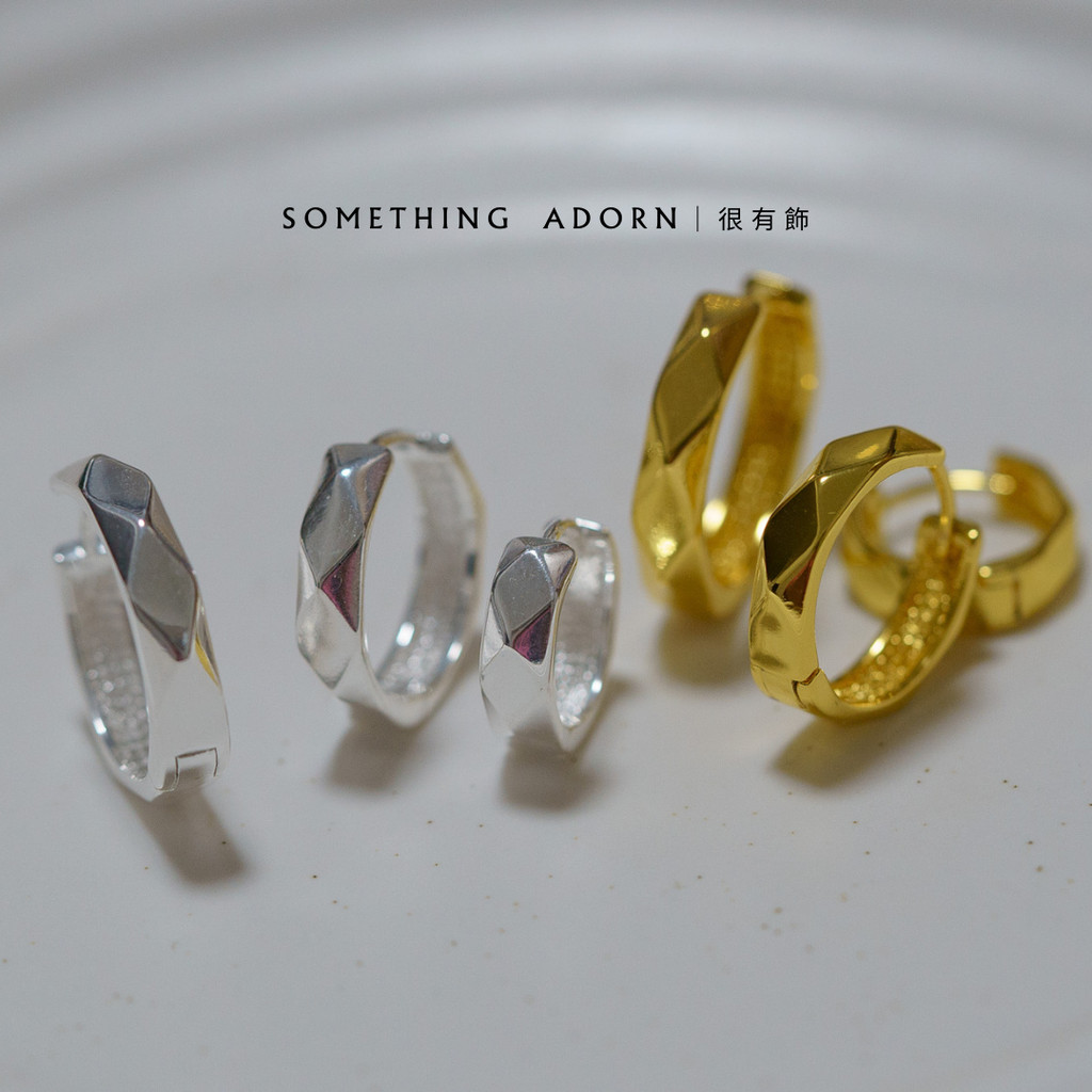 【SA｜很有飾】獨家 頂級訂製『菱格紋面圓扣』純銀耳扣 專櫃精品等級 鍍純黃金 全純銀 S925純銀-S072 | 蝦皮購物