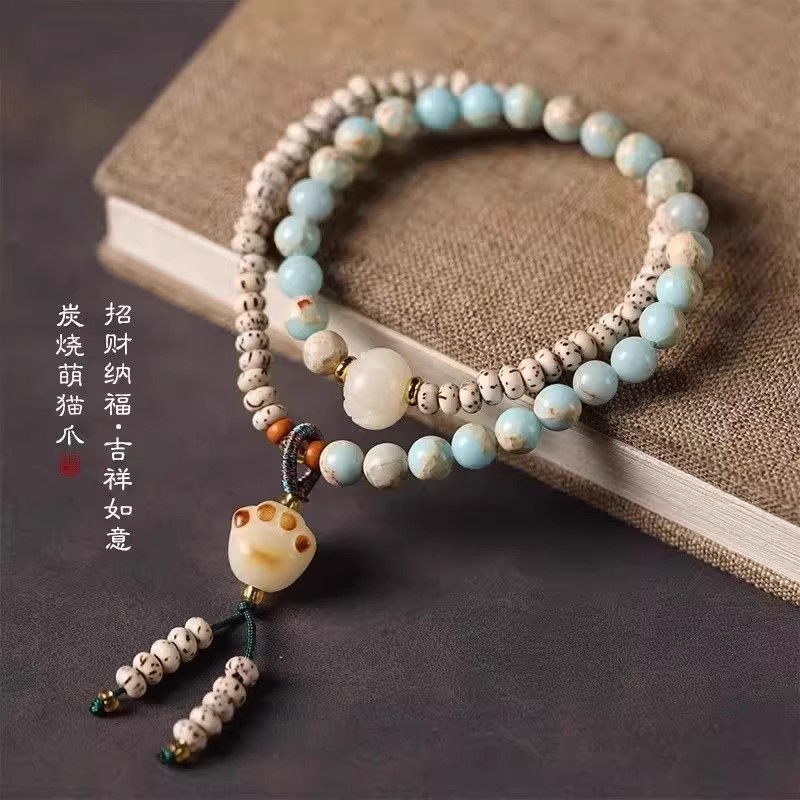 民族風迷你星月菩提手串 壽山石設計款疊戴風文玩佛珠飾品 手鍊 手飾 | 蝦皮購物