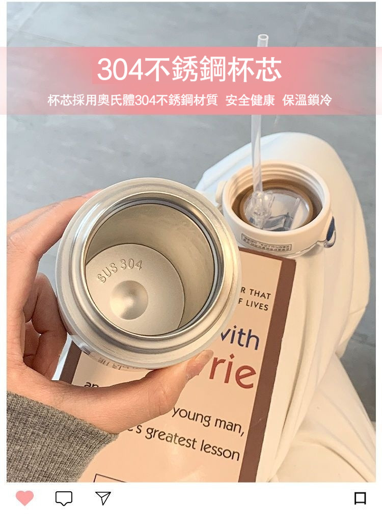 【台灣出貨 倒置不漏】杯子 水杯 ins女可愛高顔值吸管杯 450ml保冰杯 保溫杯 隨行杯 304不鏽鋼 | 蝦皮購物
