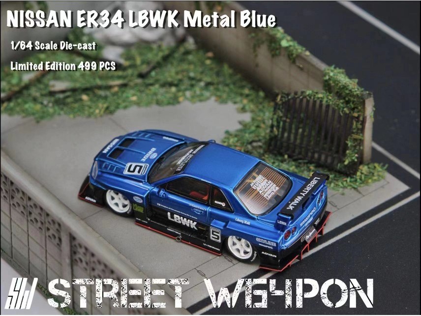 SW引擎蓋可開1:64日産GTR ER34超級剪影金屬藍色閤金汽車模型收藏 KYL5 | 蝦皮購物