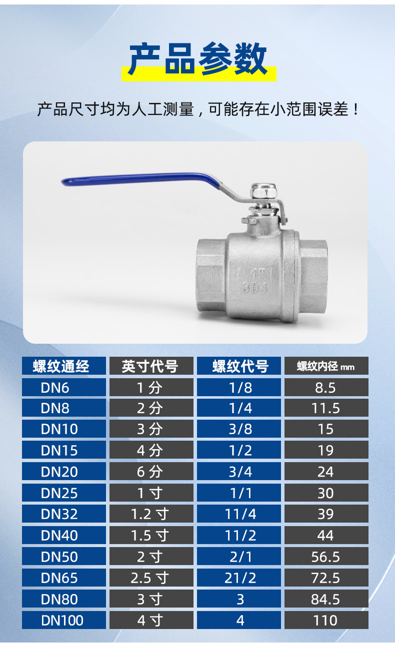 不鏽鋼管件系列 304不鏽鋼球閥二片式 兩片式 內螺紋內絲水開關閥門 4分 6分 1寸 dn1520【滿100發貨】 | 蝦皮購物