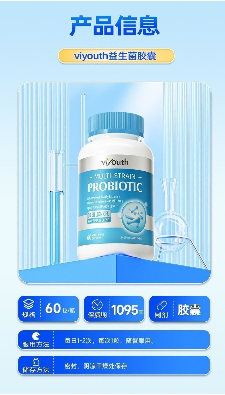 【1-4天出貨】美國進口viyouth益生菌19種益生菌調理腸胃便秘口臭修復胃粘膜60粒/瓶 最新日期 | 蝦皮購物