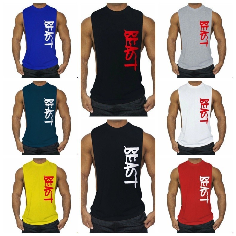 GYMen【台灣出貨】運動健身背心 吸濕 排汗 男士 歐美 潮牌 大開叉 寬鬆 坎肩 無袖T恤 | 蝦皮購物