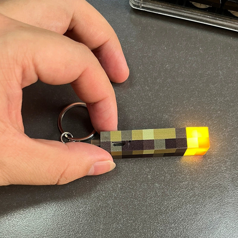 minecraft我的世界周邊模型迷你火把燈鑰匙扣可發光模型吊飾玩具 WJOA | 蝦皮購物