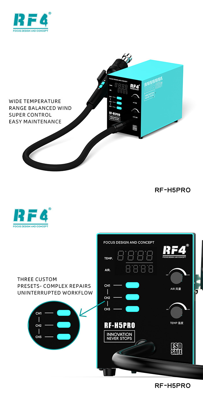 RF4 RF-H5 PRO快速拆焊熱風槍焊台數顯寬溫智能熱風返修台PCB芯片維修 | 蝦皮購物