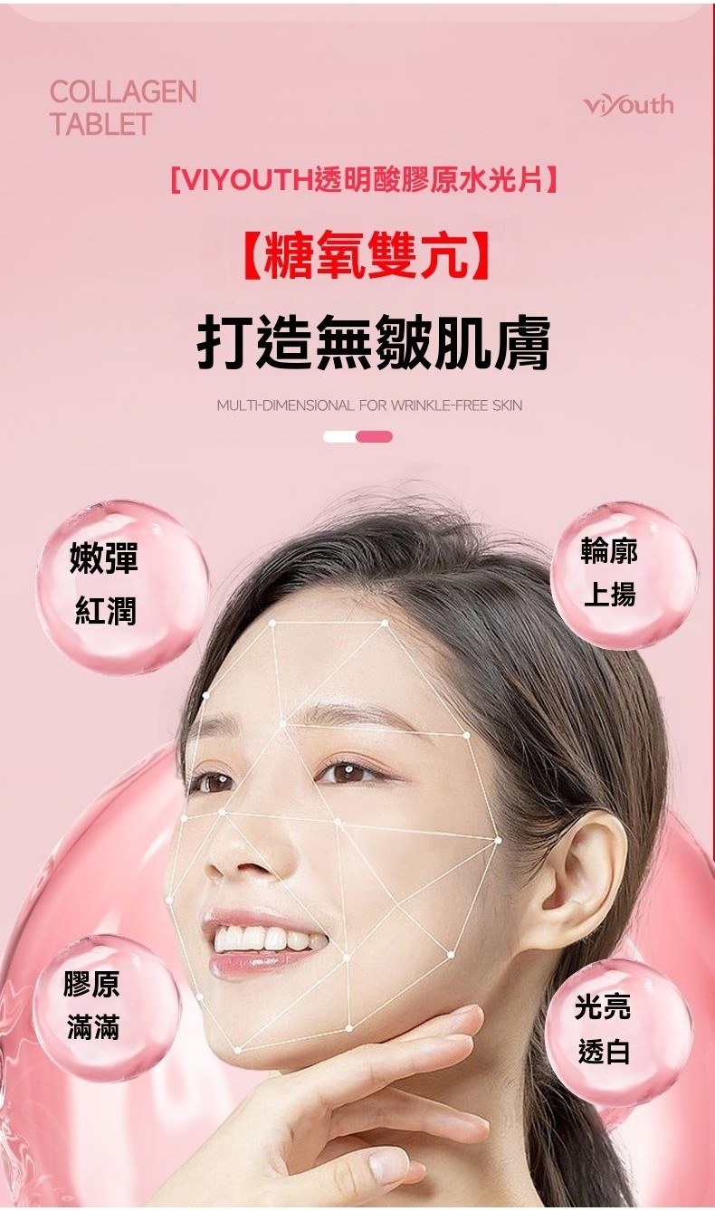 美澳全球購 美國進口 Viyouth膠原蛋白+玻尿痠 膠原蛋白水光片 60粒/瓶 | 蝦皮購物