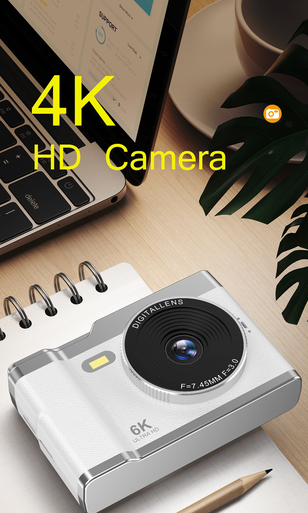 數碼相機全 4K 64MP 8X 高清視頻圖像穩定器雙攝像頭 2.8 英寸 IPS 屏幕手電筒輕量級學生 | 蝦皮購物