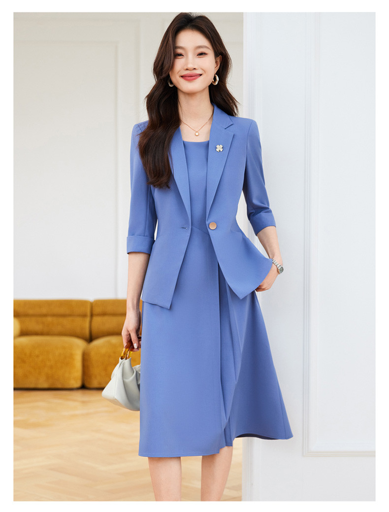 Miguo_韓版通勤職業正裝 粉色西裝外套女 S-5XL 4色 淑女氣質工作服 一粒扣七分袖修身西服 大尺碼西裝套裝裙 | 蝦皮購物