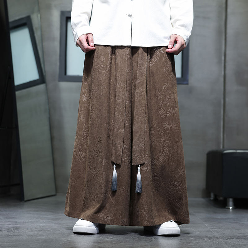 新品 速發 新中式燈芯絨長褲男中國風秋冬季直筒褲復古提花寬褲大尺碼休閒褲 | 蝦皮購物