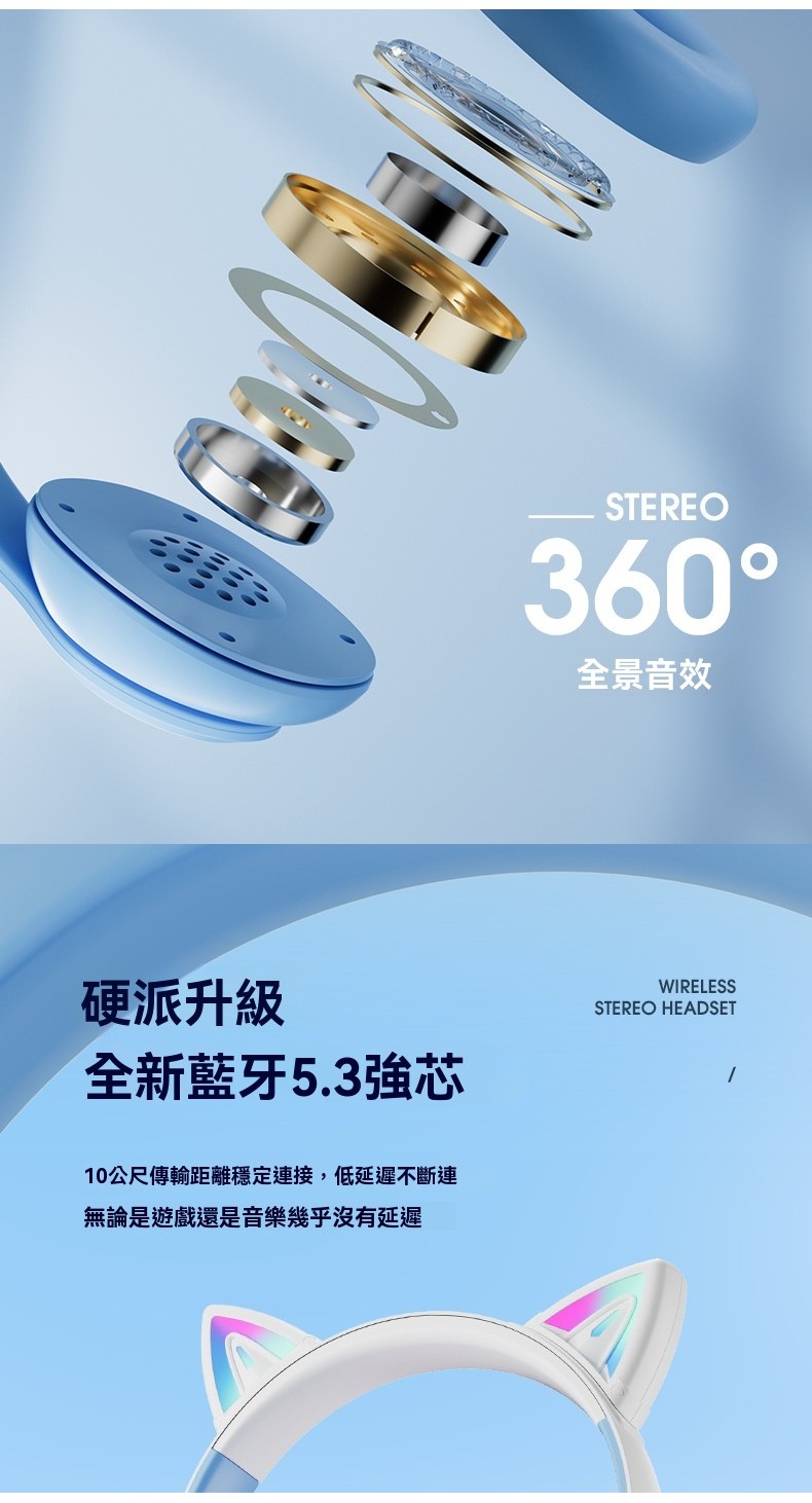 新款 STN07 貓耳藍牙耳機 頭戴式藍芽耳機 5.3 無綫藍芽耳機 運動藍牙耳機 學生可愛電競耳機 耳麥 | 蝦皮購物