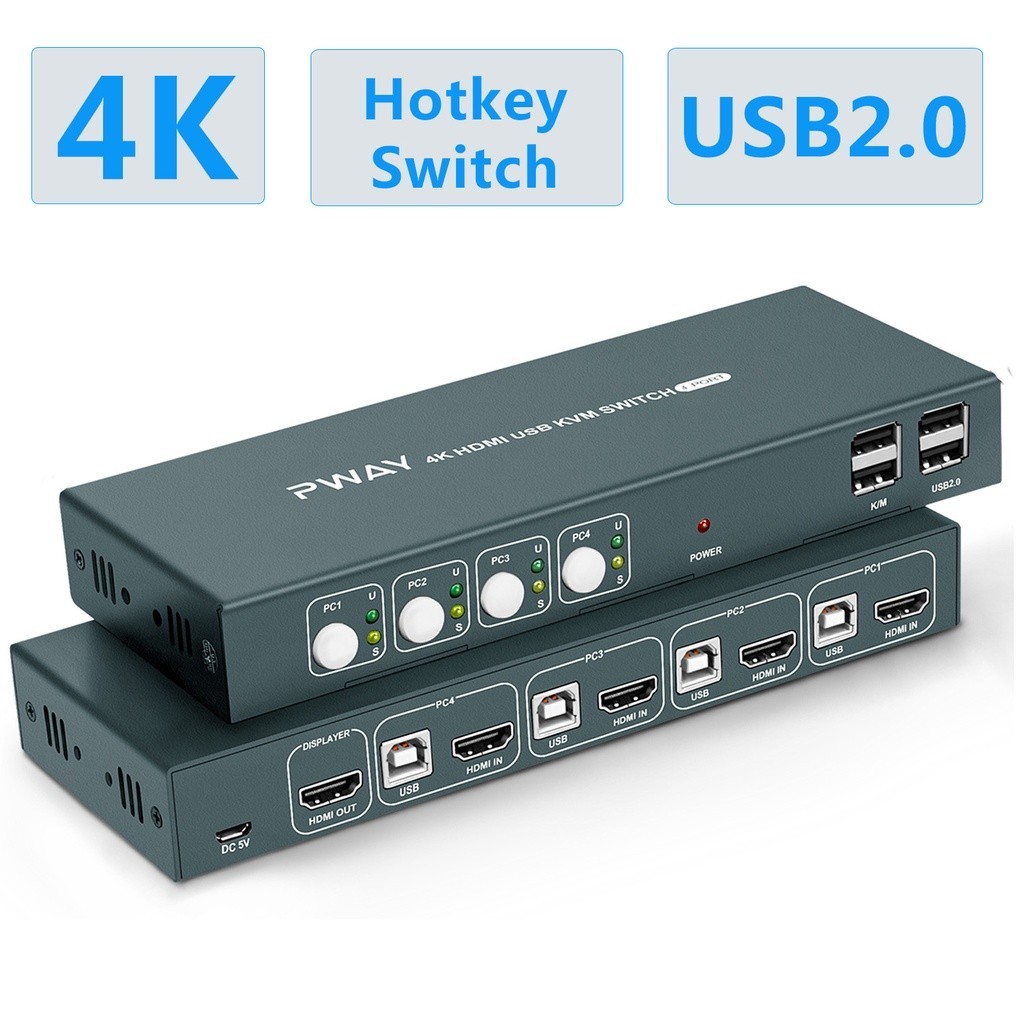♞,♘,♙雙顯示器 HDMI KVM 切換器 4 端口 USB HDMI KVM 切換器 4K 60Hz KVM HDM | 蝦皮購物