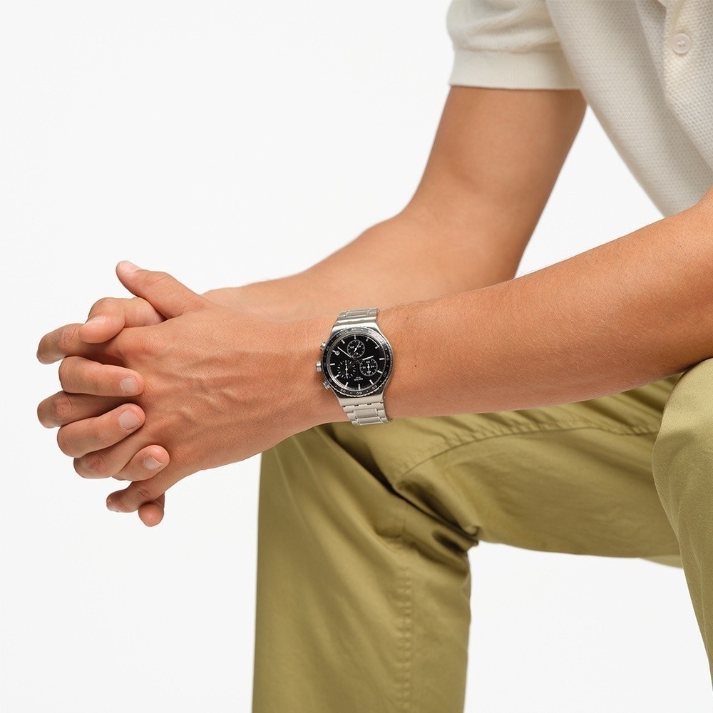 Swatch IRONY AT NIGHT 金屬運動錶/男錶/女錶/瑞士製造 YVS495G (43mm)【官方旗艦店】 | 蝦皮購物