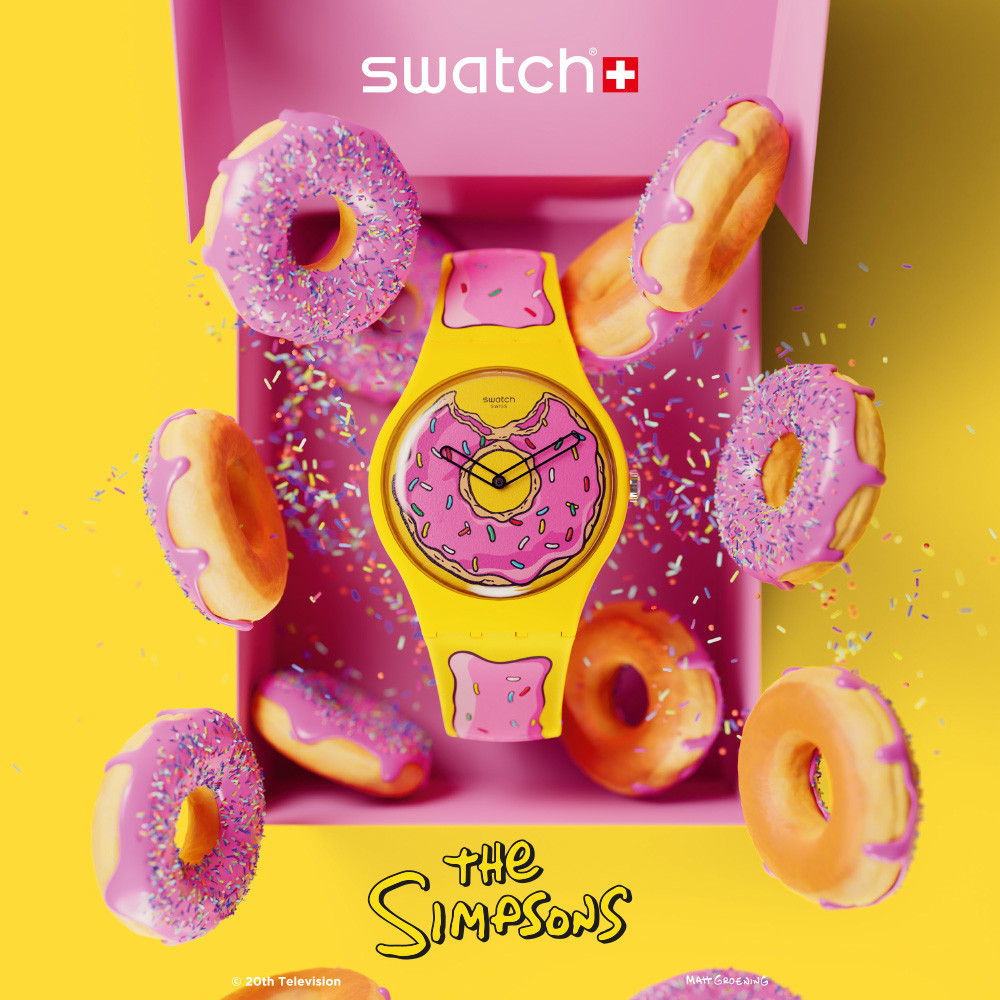 Swatch SECONDS OF SWEETNESS 辛普森家庭/甜甜圈錶 SO29Z134(41mm)【官方旗艦店】 | 蝦皮購物