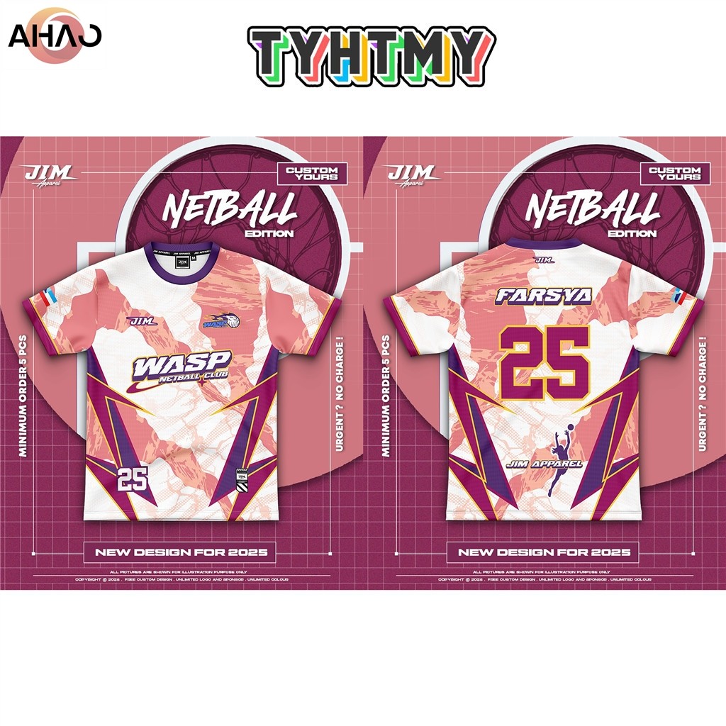 【免費定制名稱】六月雨-新設計 Baju NETBALL Jersey 定制名稱昇華中性 T 恤 lelaki 戶外運動 | 蝦皮購物