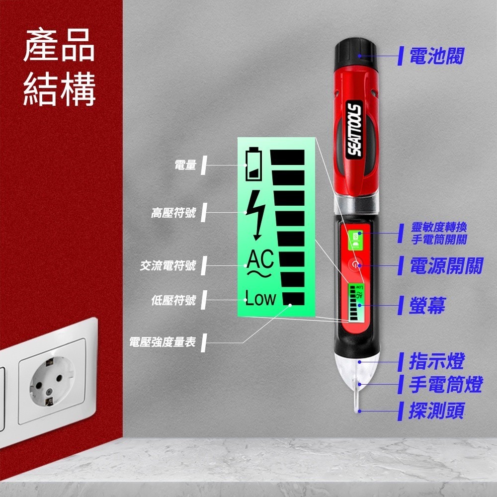 醫達康 斷點檢測 手電筒照明 測電 電力監測儀 測電筆 檢電筆 MET-DET+ 試電筆 | 蝦皮購物