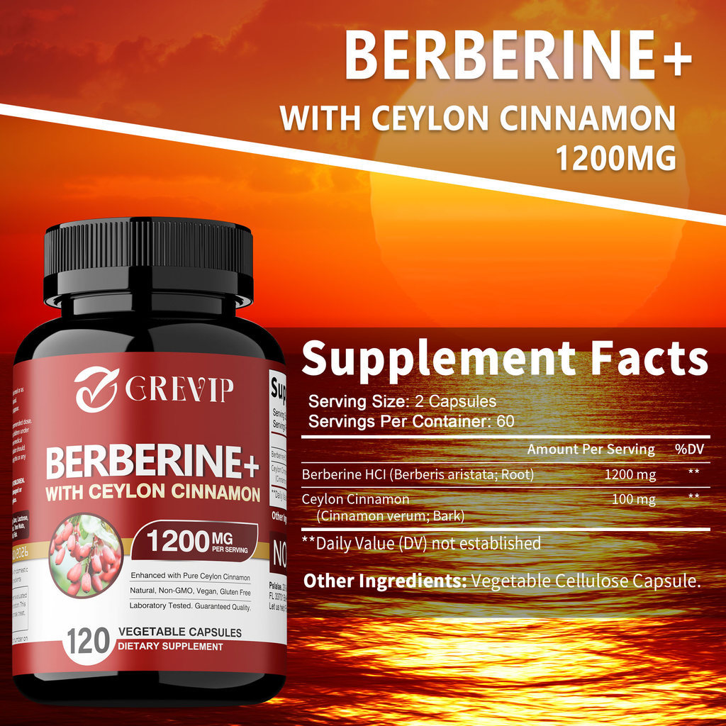 GREVIP 小蘗鹼+含錫蘭肉桂🌻 1200MG - 60/120粒 美國製造🌱 | 蝦皮購物