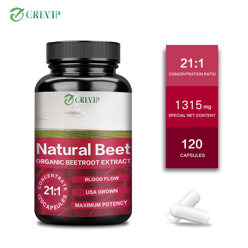 Grevip - 有機甜菜根萃取物,21:1 濃縮,促進血液循環，最大效力 - 60/120粒 美國製造 | 蝦皮購物