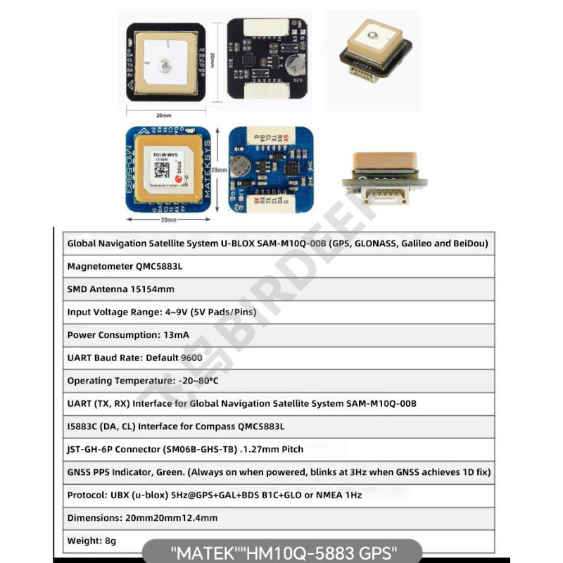 MATEK M10Q-5883 GPS COMPASS MODULE固定翼GPS模塊 | 蝦皮購物