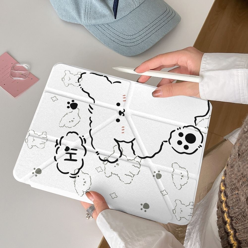 Y折+三折ipad殼 Hi線條小狗 帶筆槽 適用iPad Air7/6/5 Air4 11 10 9 8 7 6 Pro | 蝦皮購物