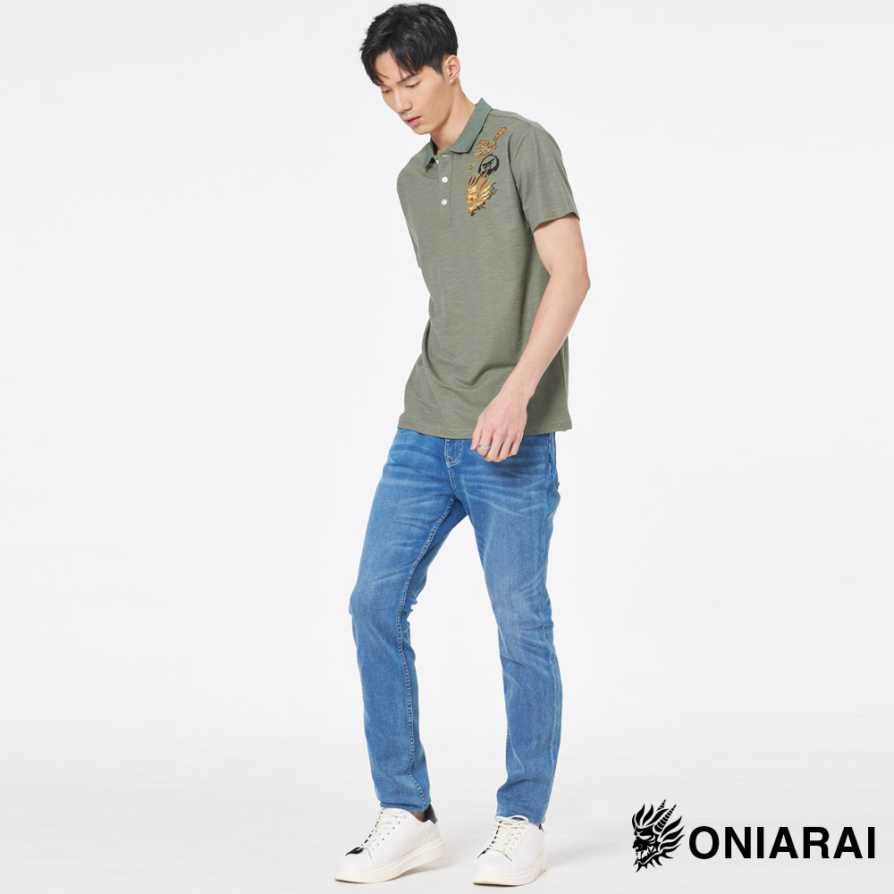 BLUE WAY 鬼洗 ONIARAI - 男款 和藝術日式元素短袖POLO衫(墨綠) | 蝦皮購物