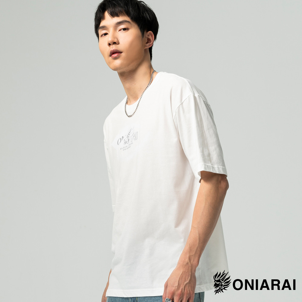 BLUE WAY 鬼洗 ONIARAI - 男款 黑魂重工LOGO落肩短TEE(白) | 蝦皮購物